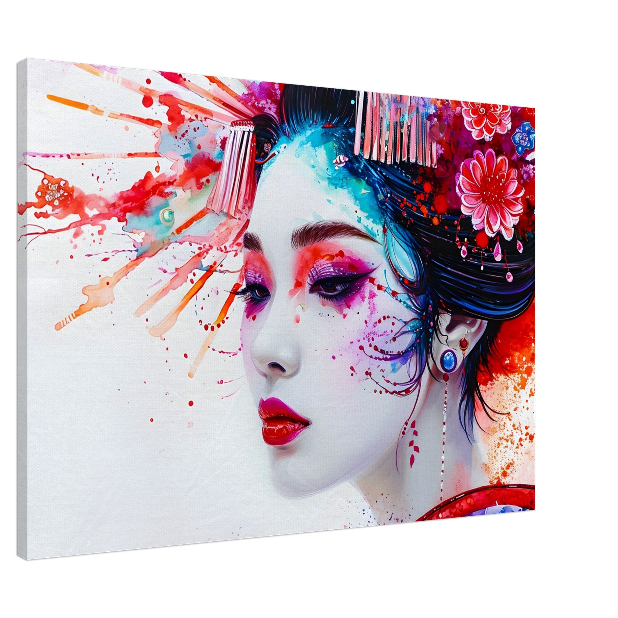 Modern Geisha - ready to hang canvas print : Geisha with explosive col ...