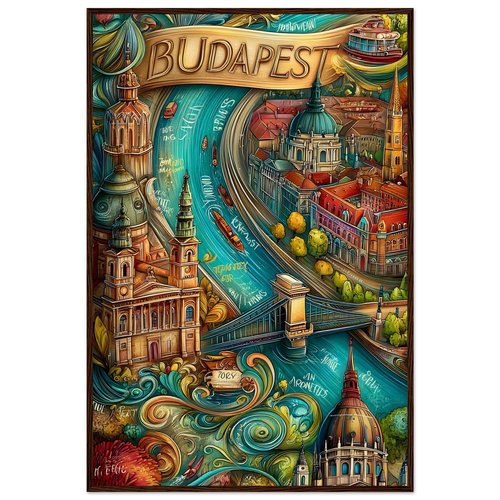 Whimsical Map of Budapest – Illustrated Landmarks Along the Danube ...