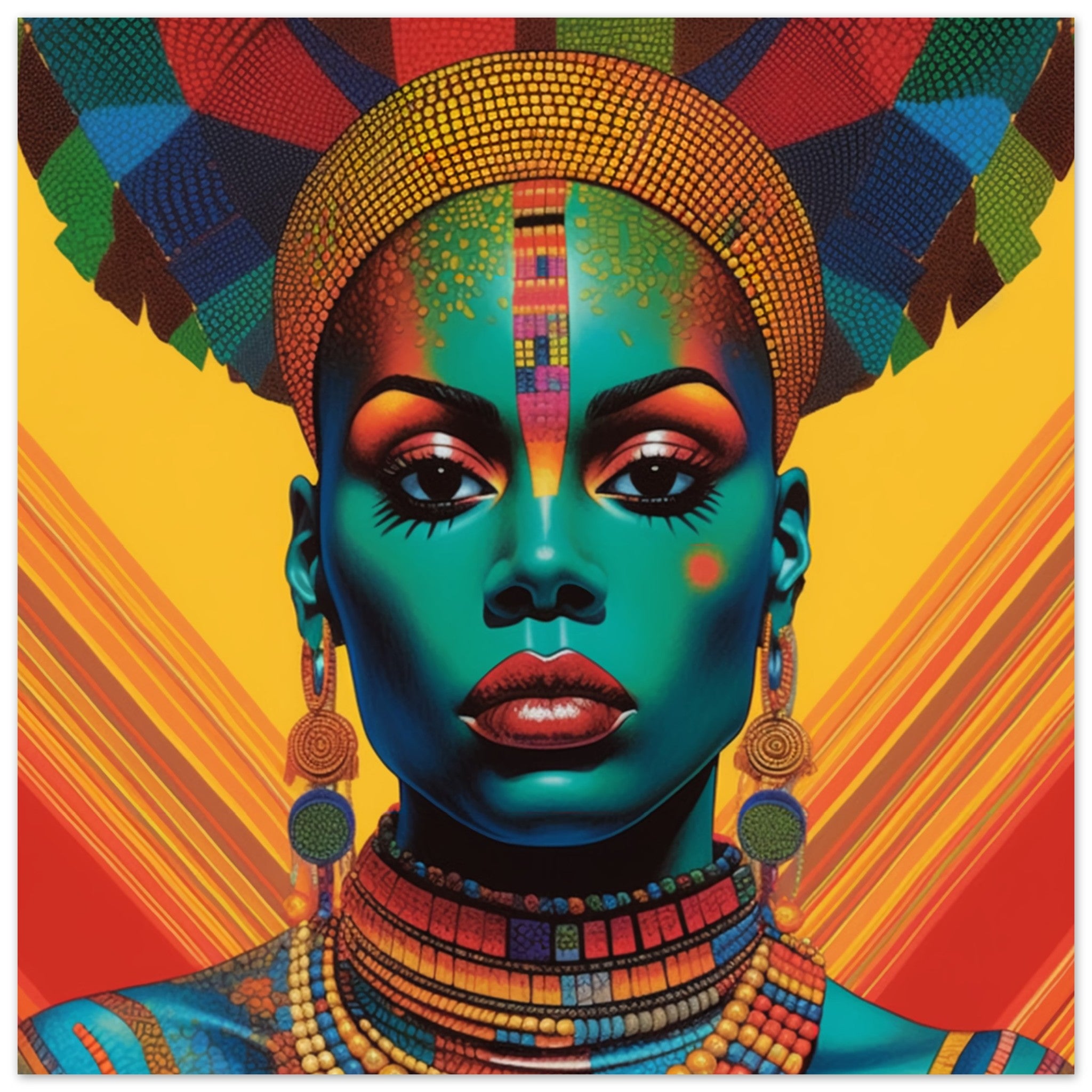 Afrofuturist Elegance - ready to hang foam print : portrait of an Afri ...