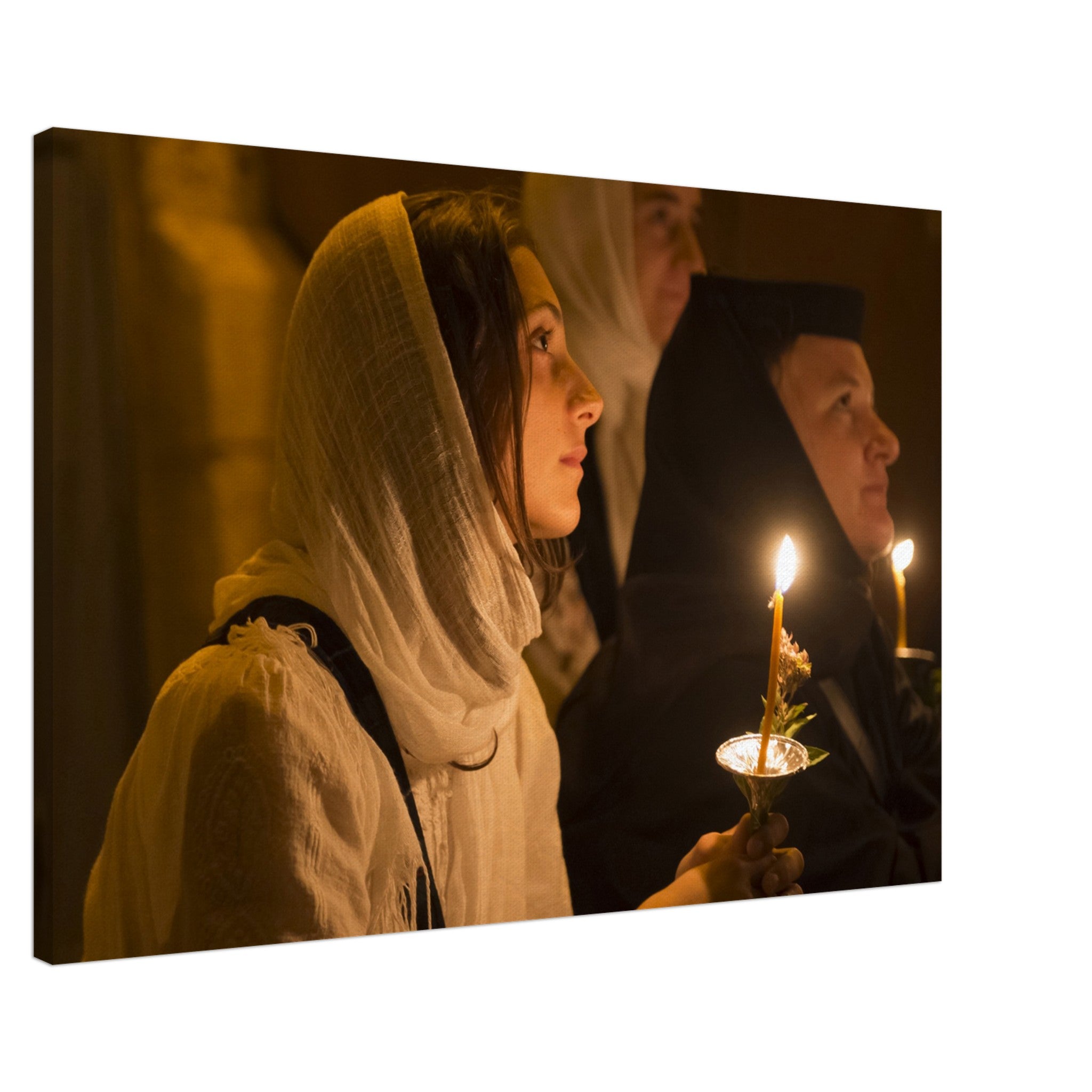 Divine Illumination - ready to hang canvas print : nuns gracefully hol ...
