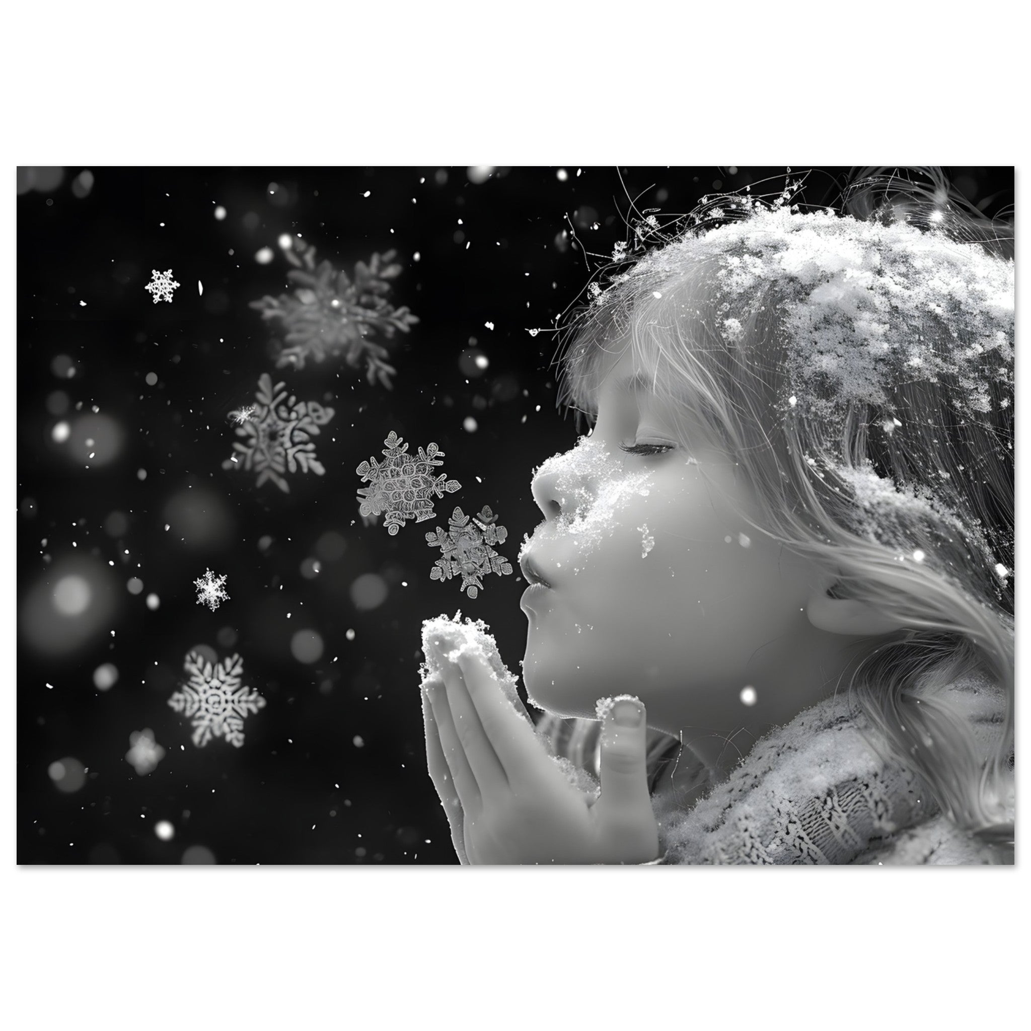 Snowfall Serenity - ready to hang aluminum print : girl enjoying a mag ...
