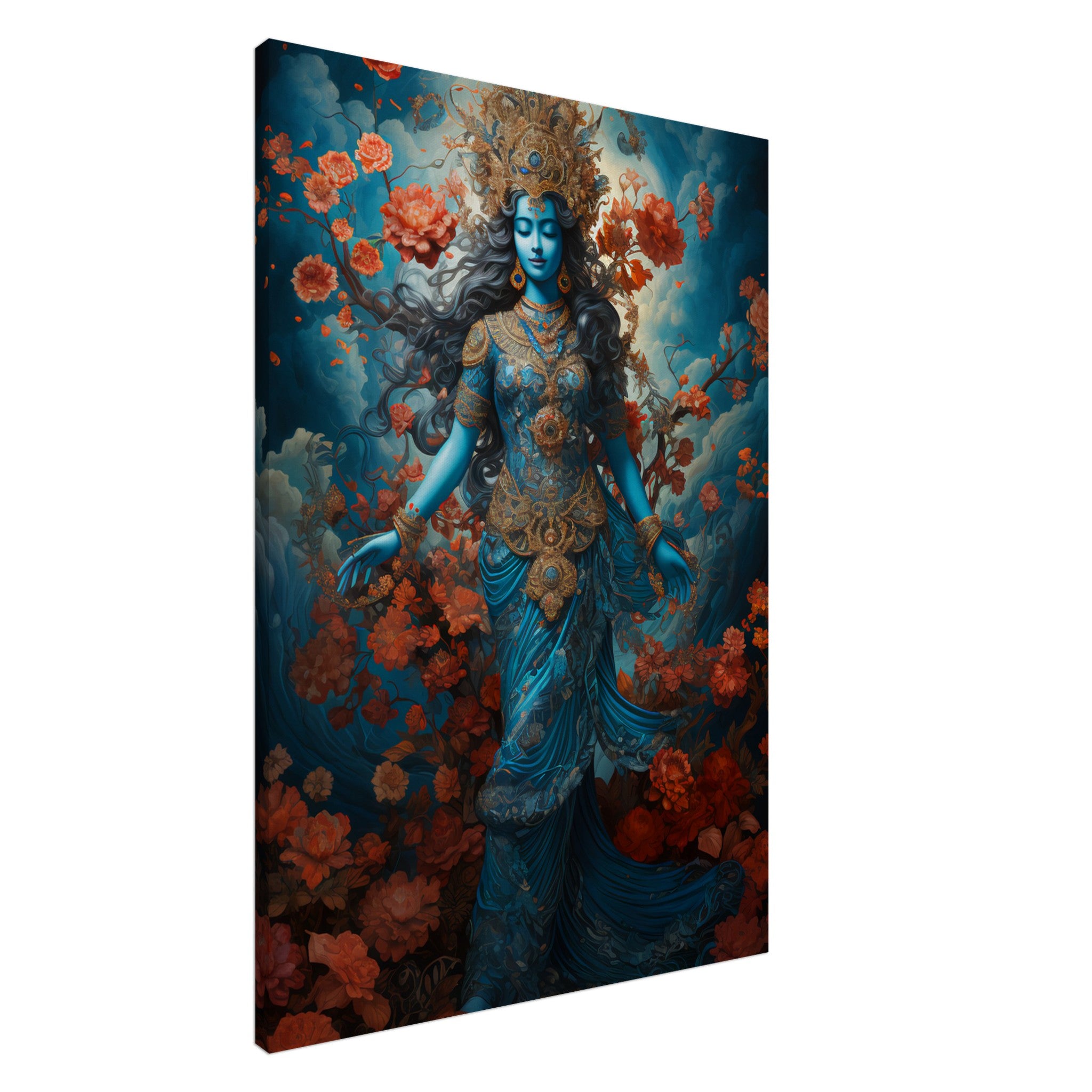 Sapphire Serenity - ready to hang canvas print : Indian goddess in a s ...