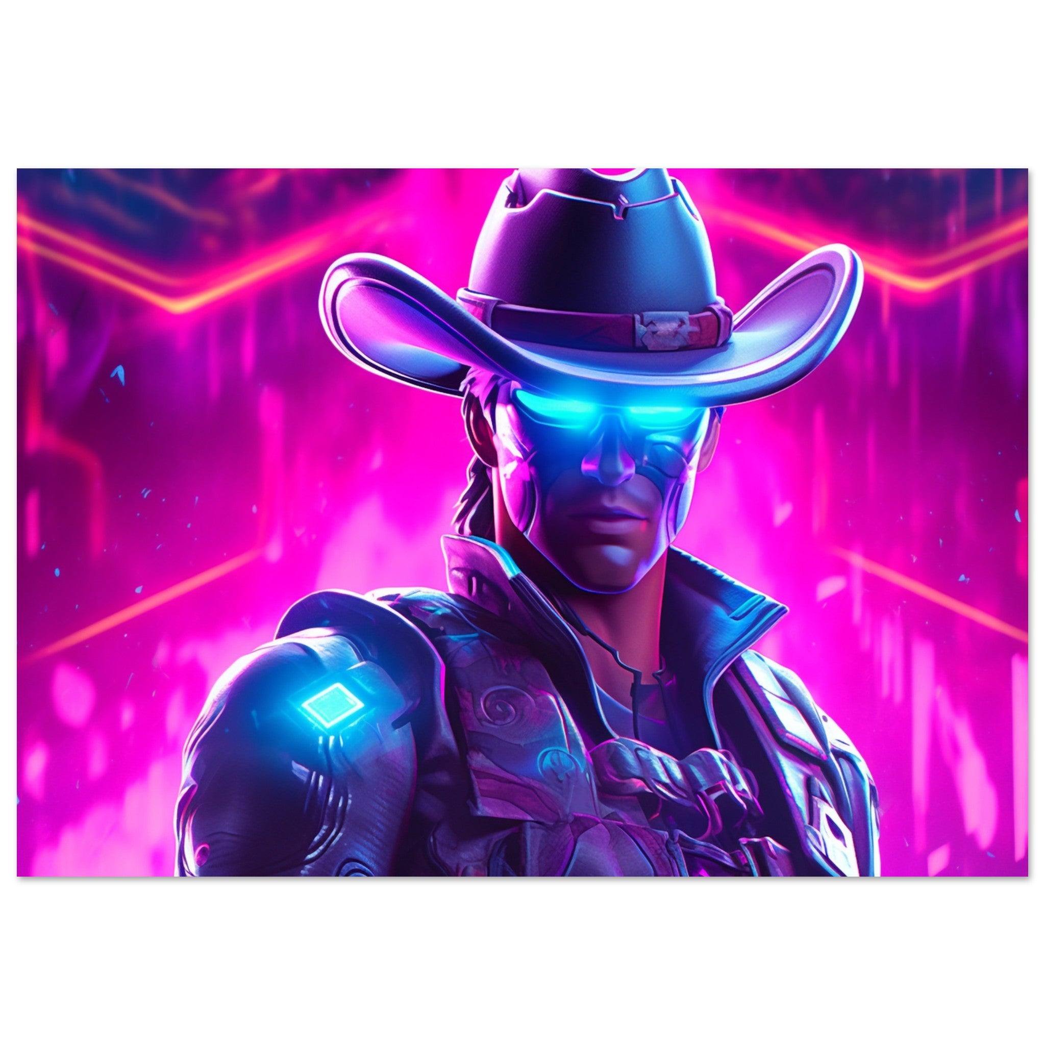 Neon Cowboy Maverick - ready to hang aluminum print : futuristic cowbo ...